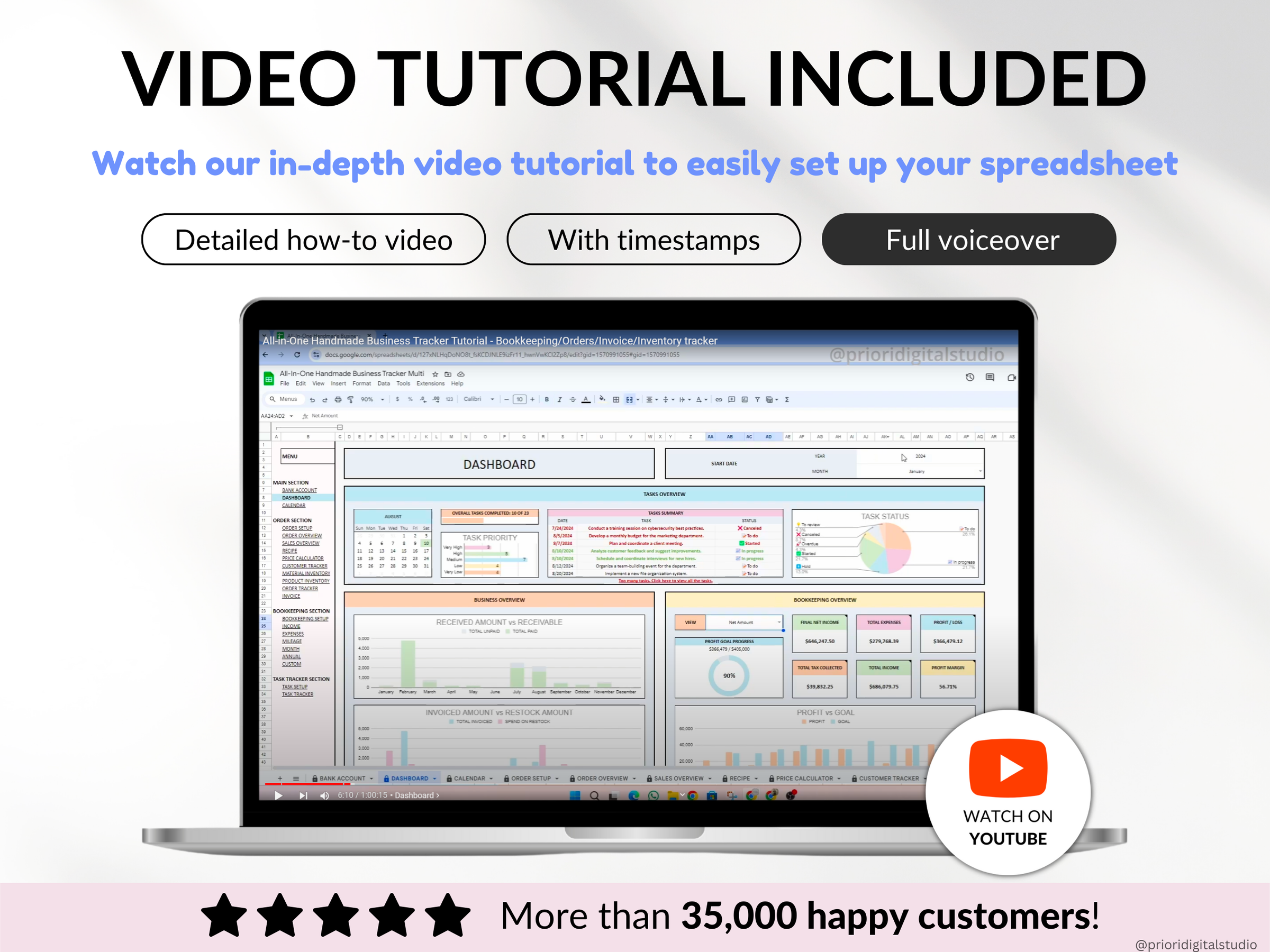 All-in-One Handmade Business Tracker Spreadsheet Template | Priori ...