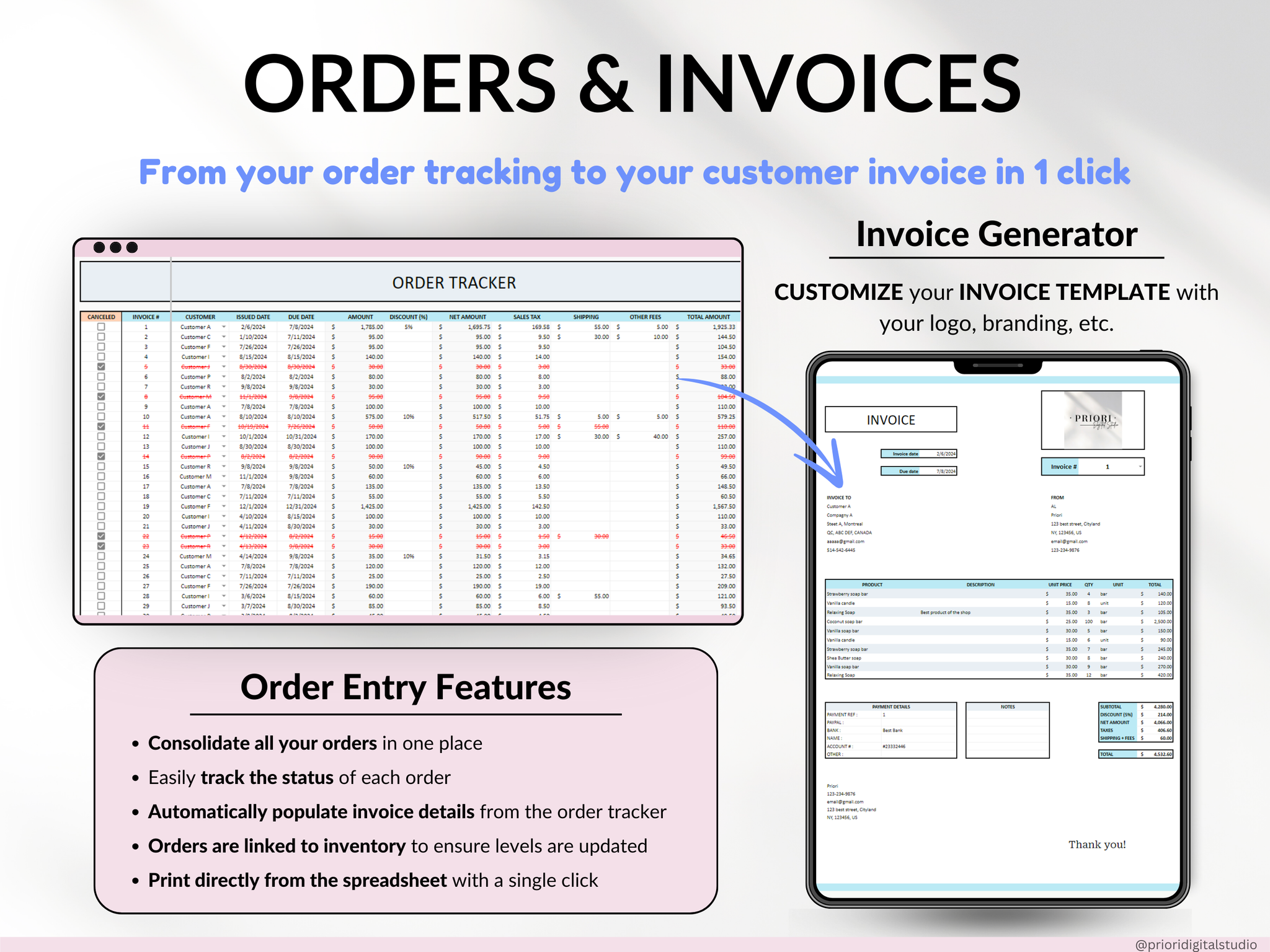 All-in-One Handmade Business Tracker Spreadsheet – PrioriDigitalStudio