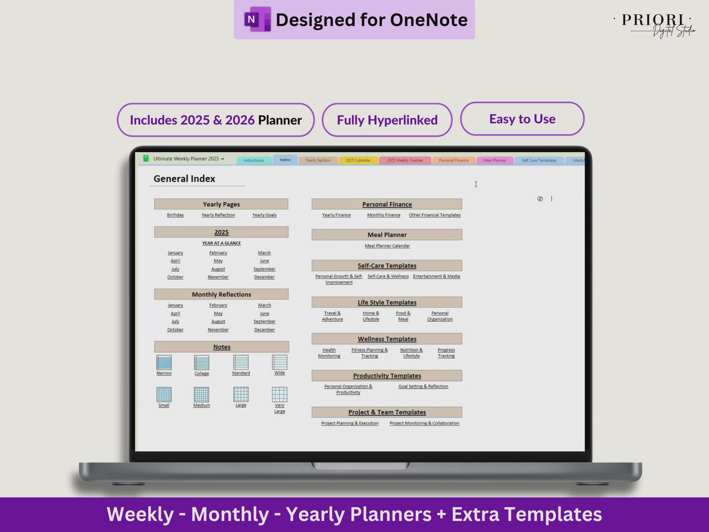 Ultimate OneNote Weekly Planner | Priori Digital Studio ...