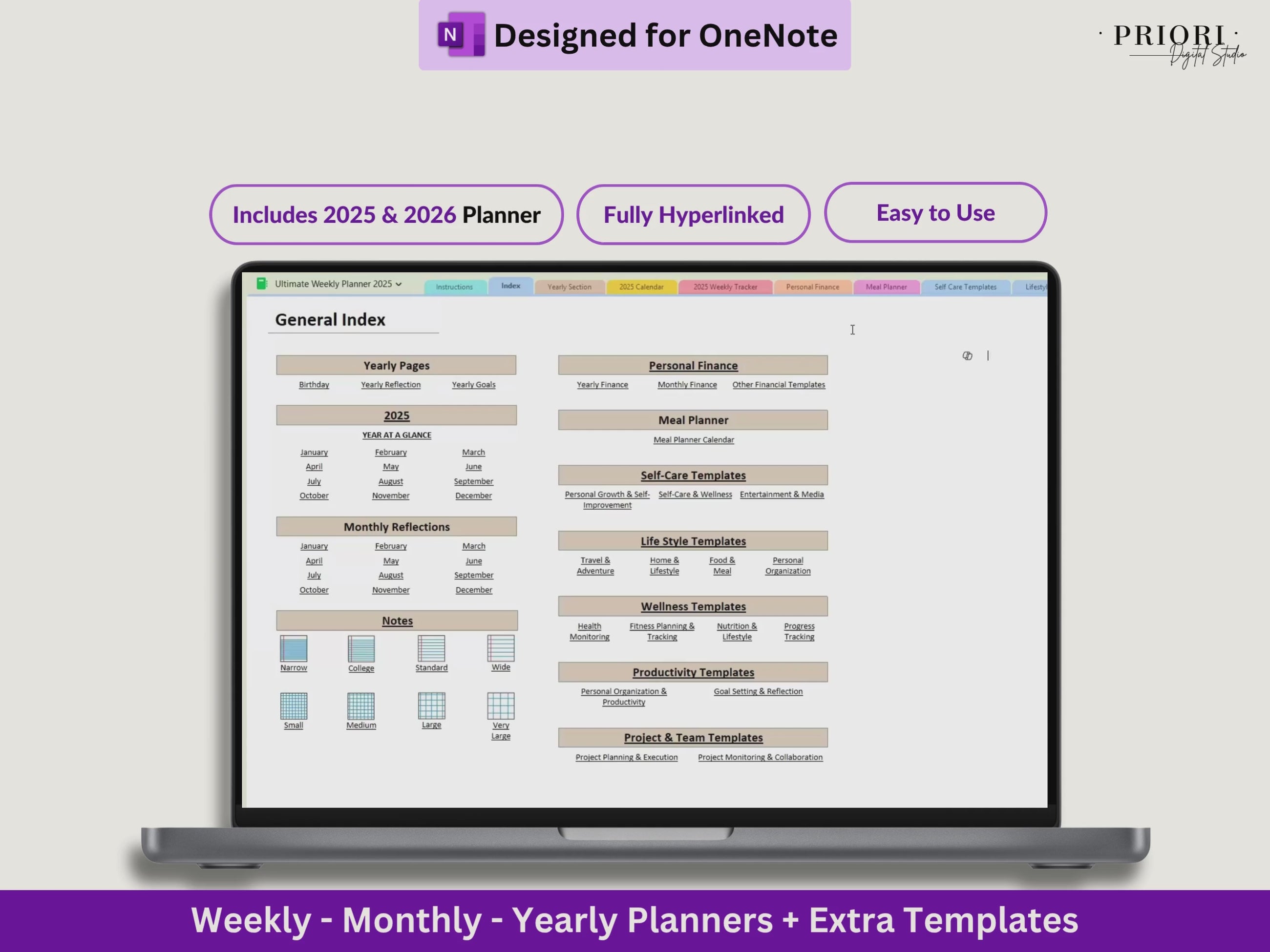 Ultimate OneNote Weekly Planner | Priori Digital Studio ...